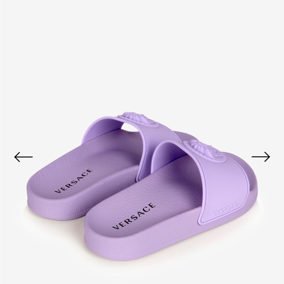 Versace | Shoes | Versace Girls Medusa Logo Sliders In Lilac | Poshmark